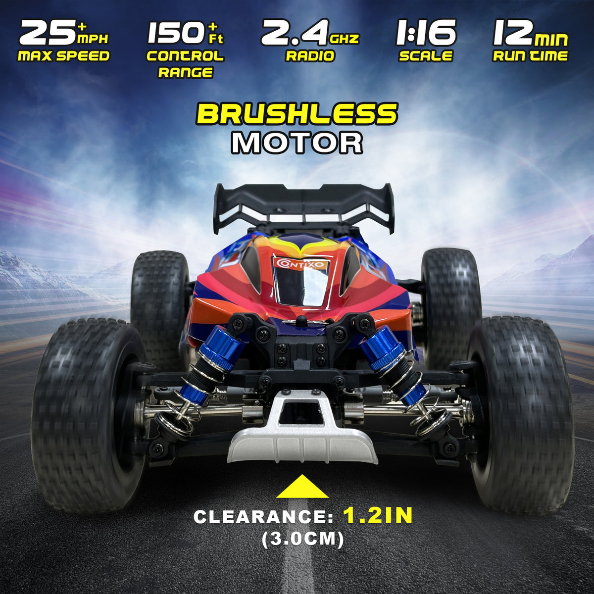 Contixo HC1 Road Rager RC Remote Control High Speed Race Car - 1:16 Sc